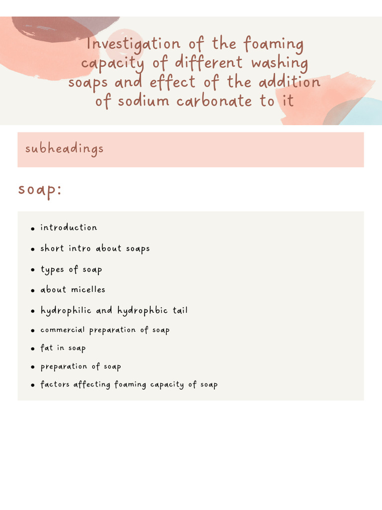 Chemistry Investigation Project | PDF | Soap | Detergent