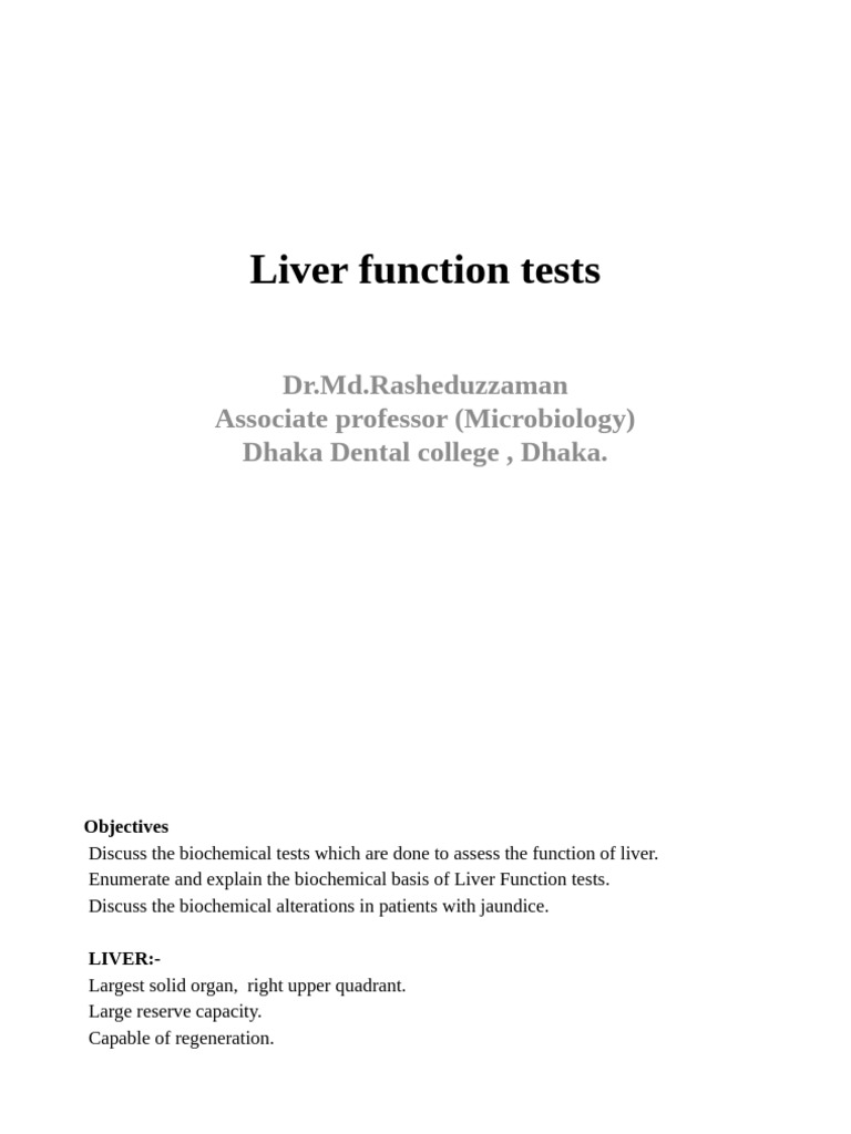 Liver Function Test | PDF | Liver | Hepatitis