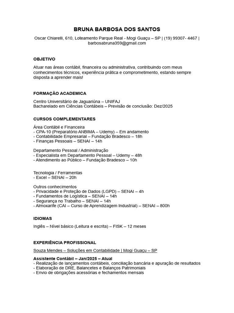 Currículo - Bruna | PDF