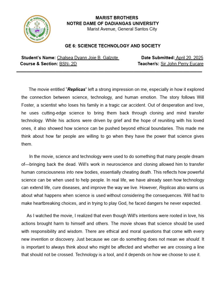 Sts Reflection Paper | PDF | Science