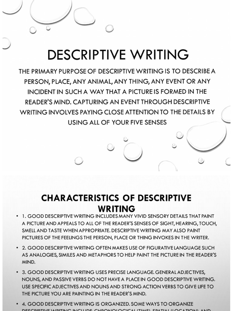 Descriptive Writing | PDF