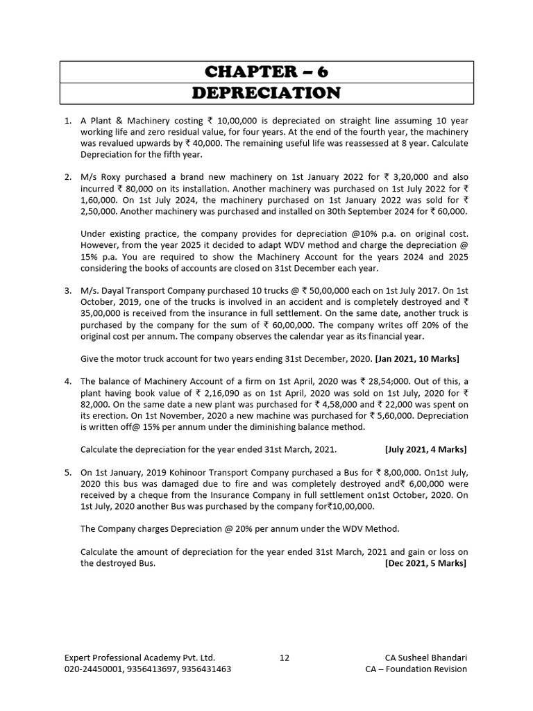 Depreciation, Inventory Valuation, Final Accounts | PDF | Expense ...