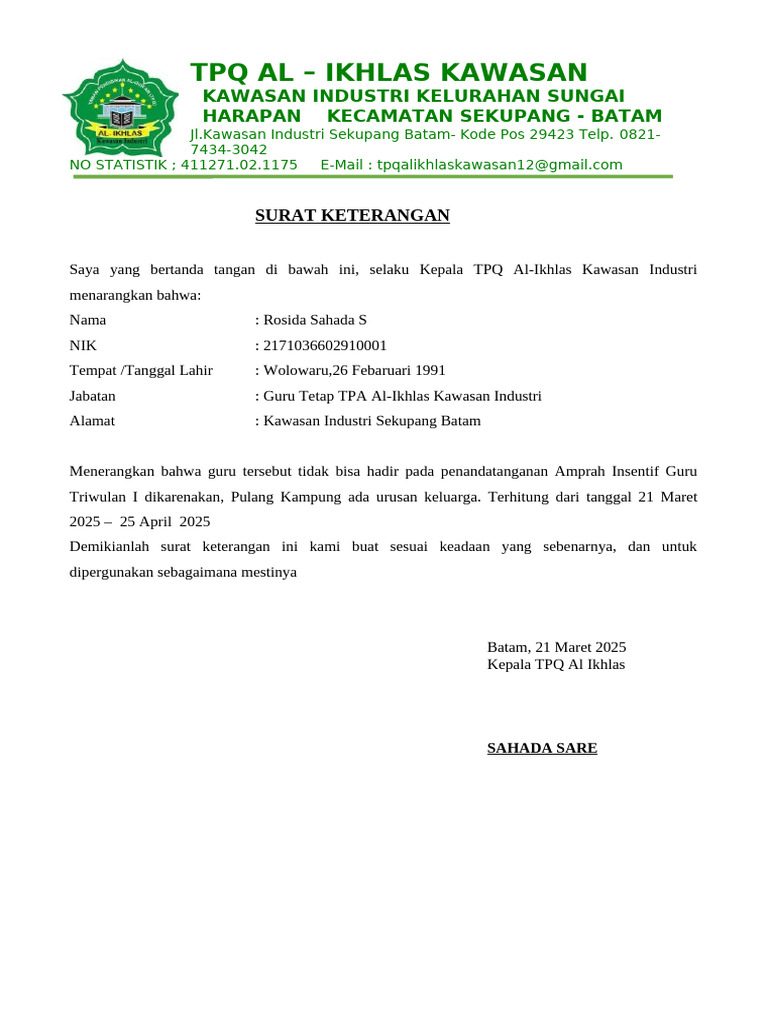 SURAT IZIN KA ROS | PDF