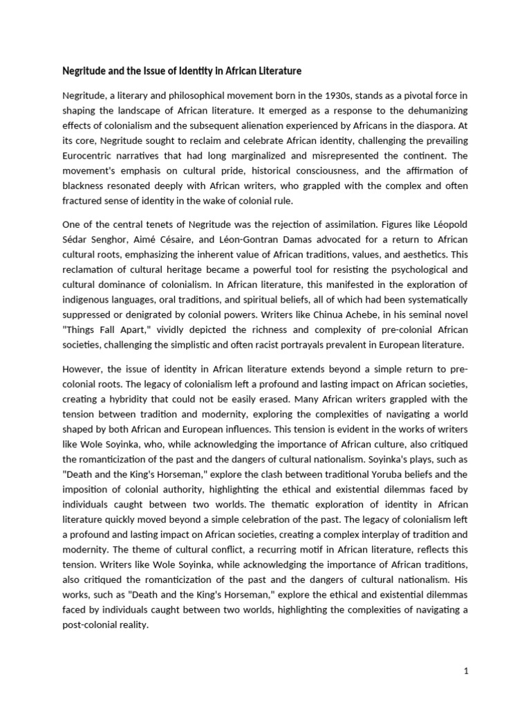 Negritude's Impact on African Identity | PDF | Liberal Arts Education
