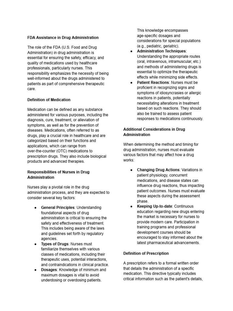 FDA Guidelines for Drug Administration | PDF | Pharmacology | Chemistry