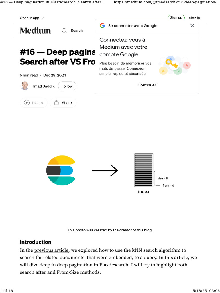 #16 — Deep pagination in Elasticsearch_ Search after VS From_Size _ by Imad Saddik _ Medium ...