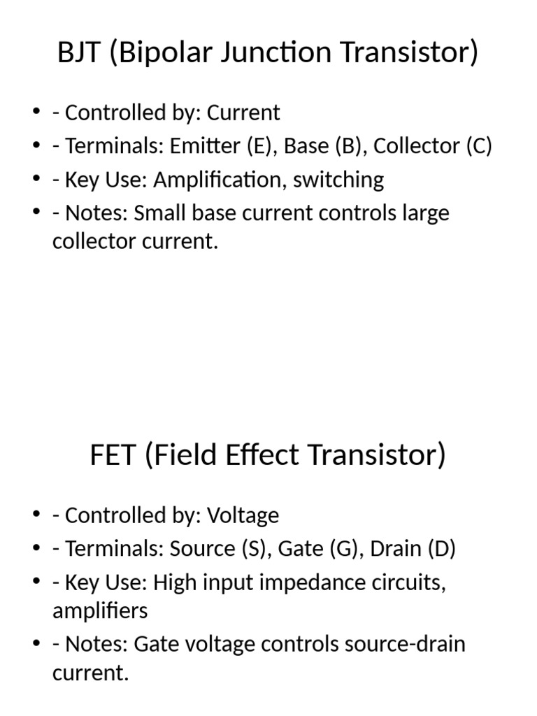 Transistors Types Slides | PDF | Field Effect Transistor | Transistor