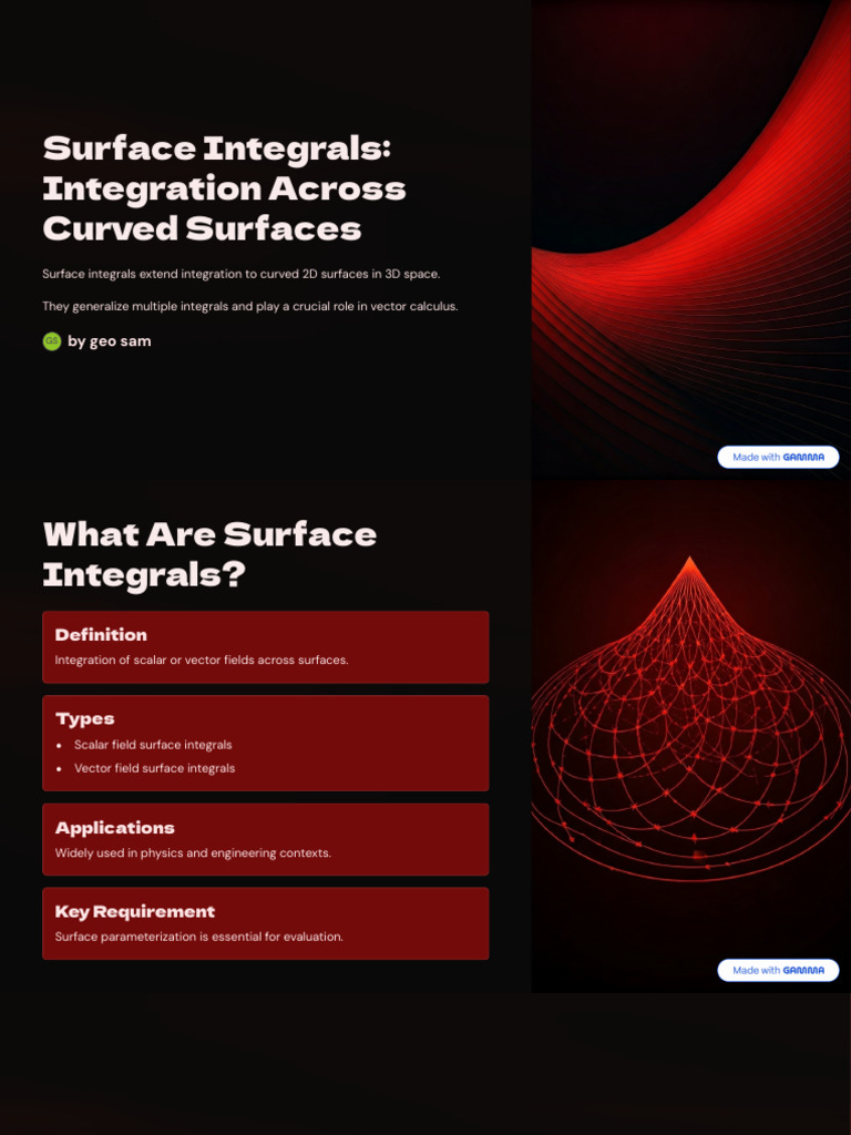 Surface Integrals Integration Across Curved Surfaces | PDF | Integral ...