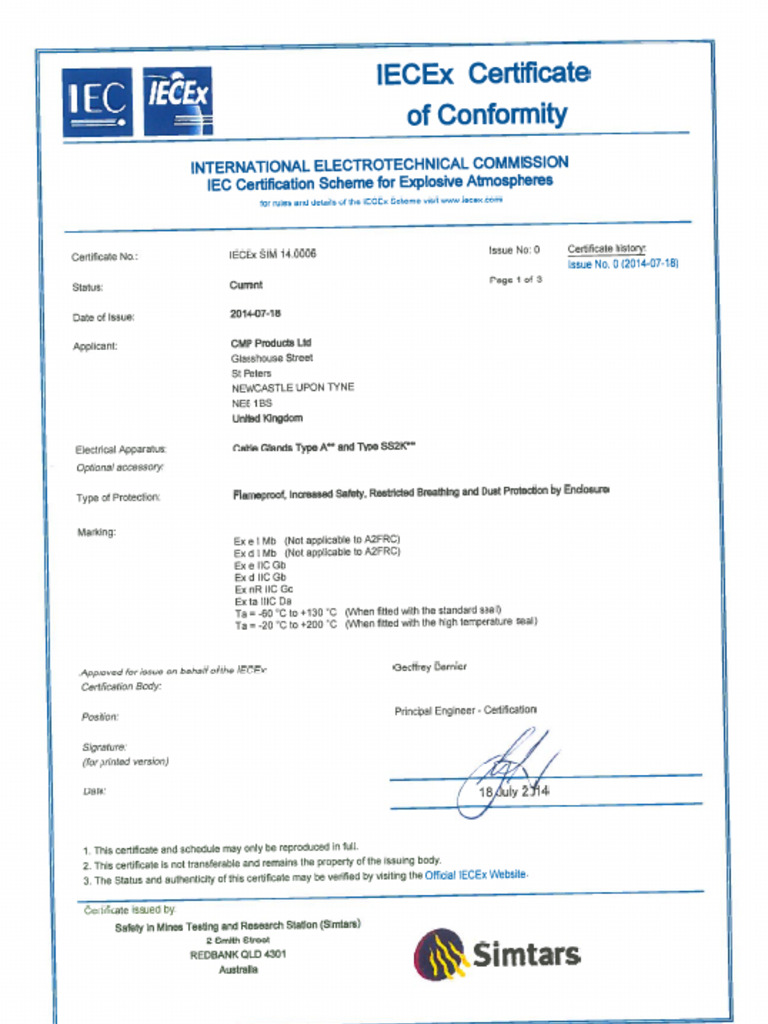Australia QLD Mining IECEx SIMTARS A-TYPE SS2K | PDF | Pipe (Fluid ...