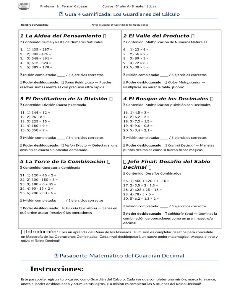 4º Guia Trabajo Multiplicación Decimales | PDF