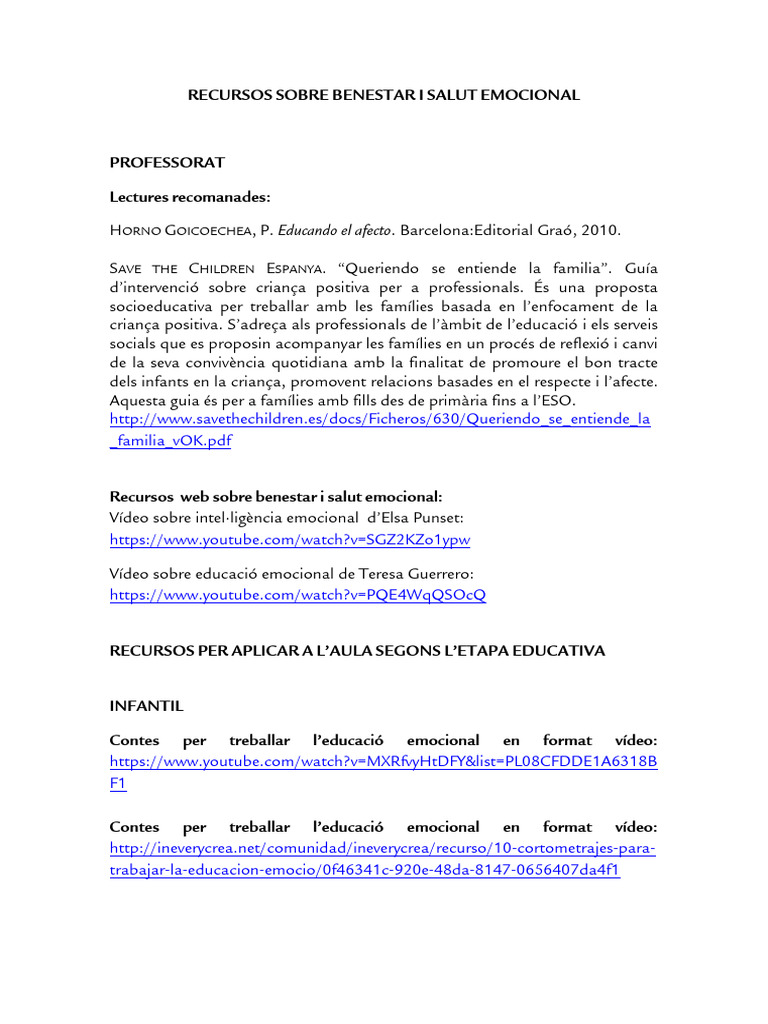 Recursos Benestar i salut emocional | PDF