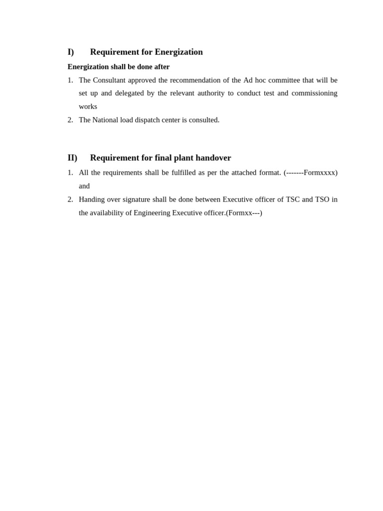 Energization and Final Handover | PDF