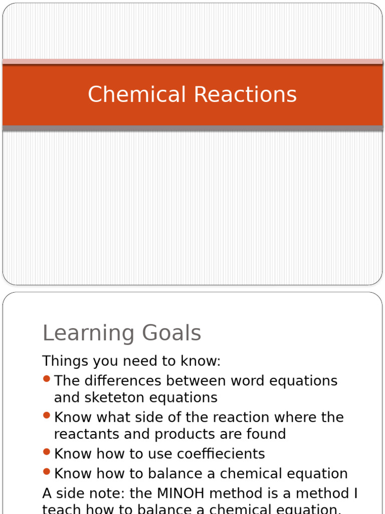 Chemical Reactions Lesson 1 | PDF | Chemical Reactions | Chemical ...