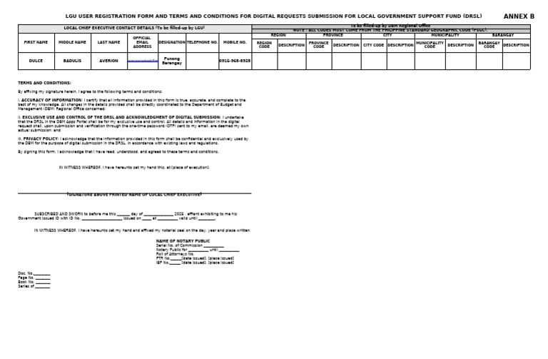 ANNEX B LGU User Registration Form | PDF | Computer Security | Security