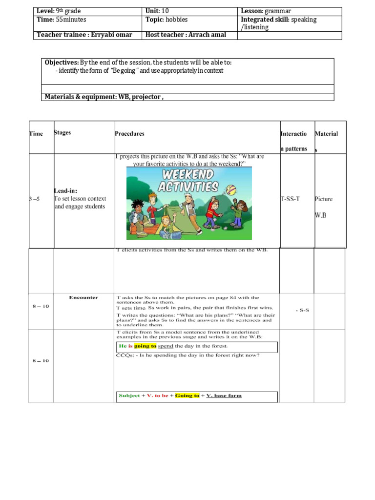 Lesson-Plan-Unit10 Grammar | PDF