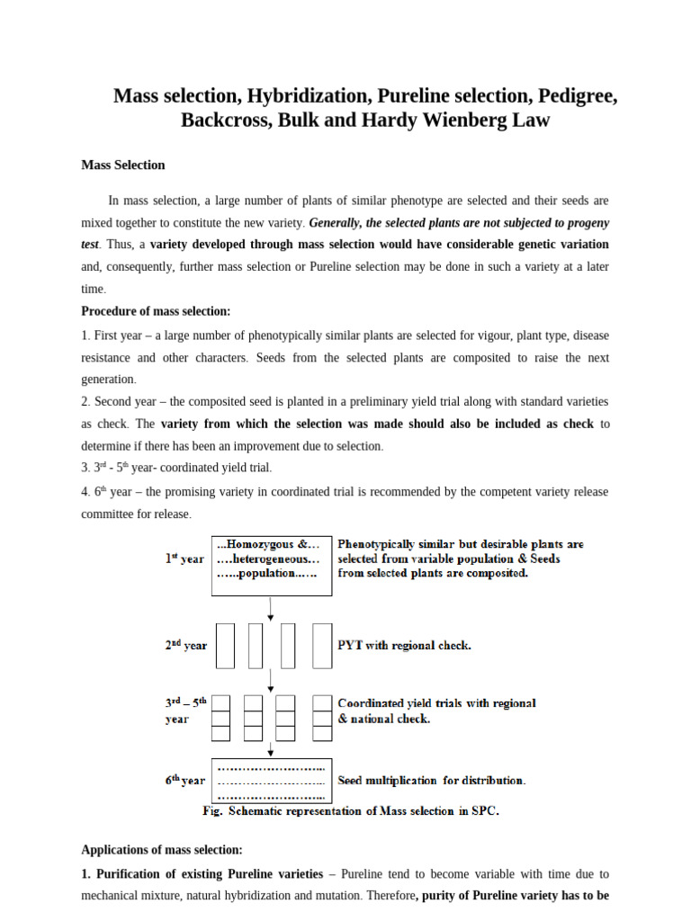 Mass Selection and Pedigree Methods in Breeding | PDF | Plant Breeding ...