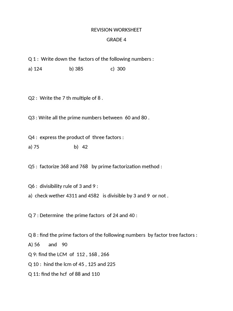 REVISION WORKSHEET Term - 2 | PDF