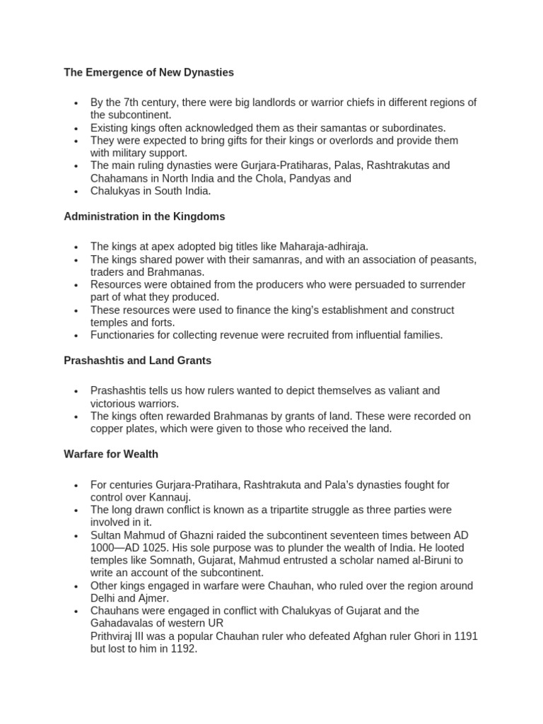 New Dynasties in the Subcontinent Post-7th Century | PDF