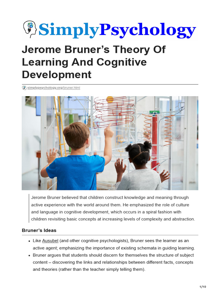 Jerome Bruners Theory of Learning and Cognitive Development | PDF | Cognitive Development | Learning