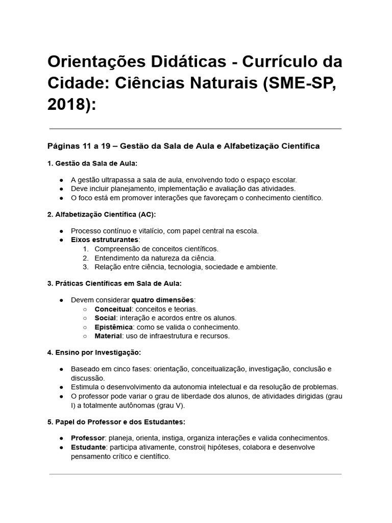 Orientações Didáticas - Currículo Da Cidade - Ciências Naturais (SME-SP ...