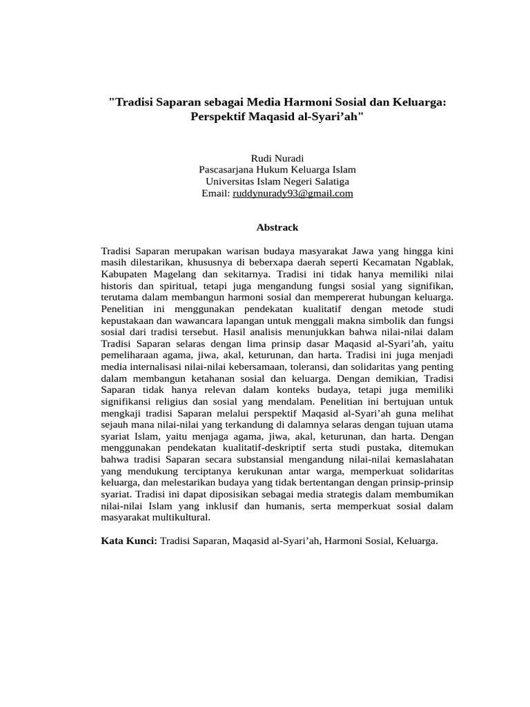 Saparan: Harmoni Sosial dan Keluarga | PDF