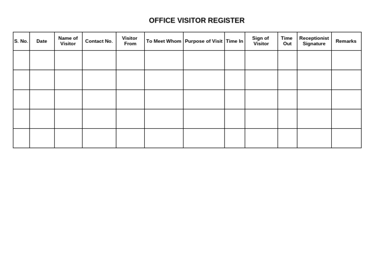 Office Visitor Register | PDF