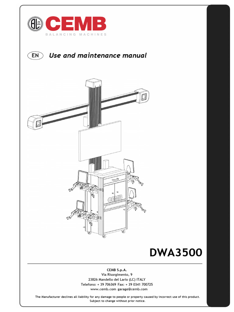 CEMB DWA3500 3D HD Wheel Alignment System Manual | PDF | Steering ...