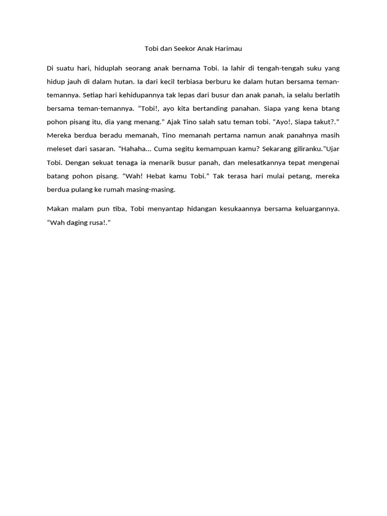 Tobi Dan Seekor Anak Harimau | PDF