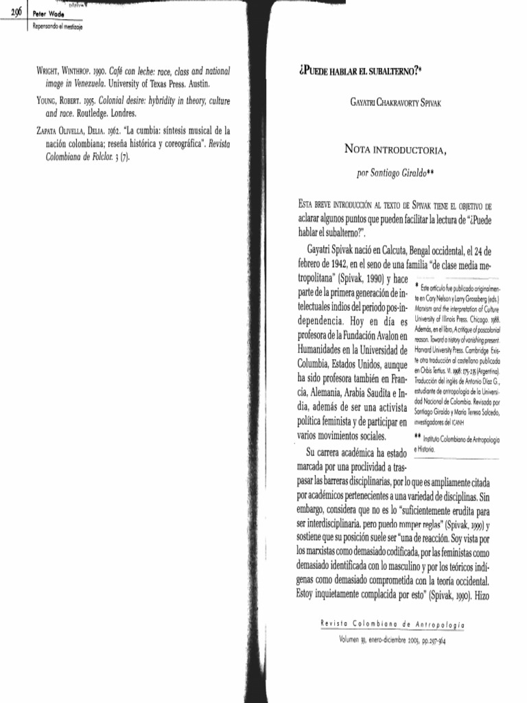 50-Spivak Puede Hablar Lo Subalterno | PDF