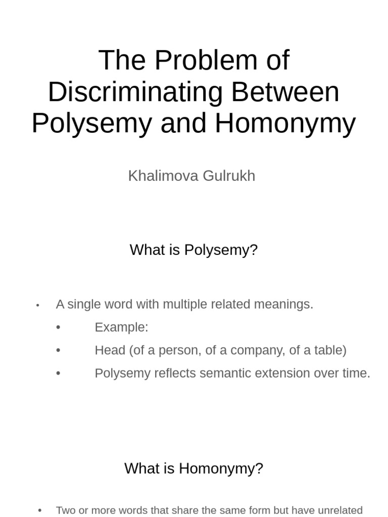 The Problem of Discriminating Between Polysemy and Homonymy | PDF