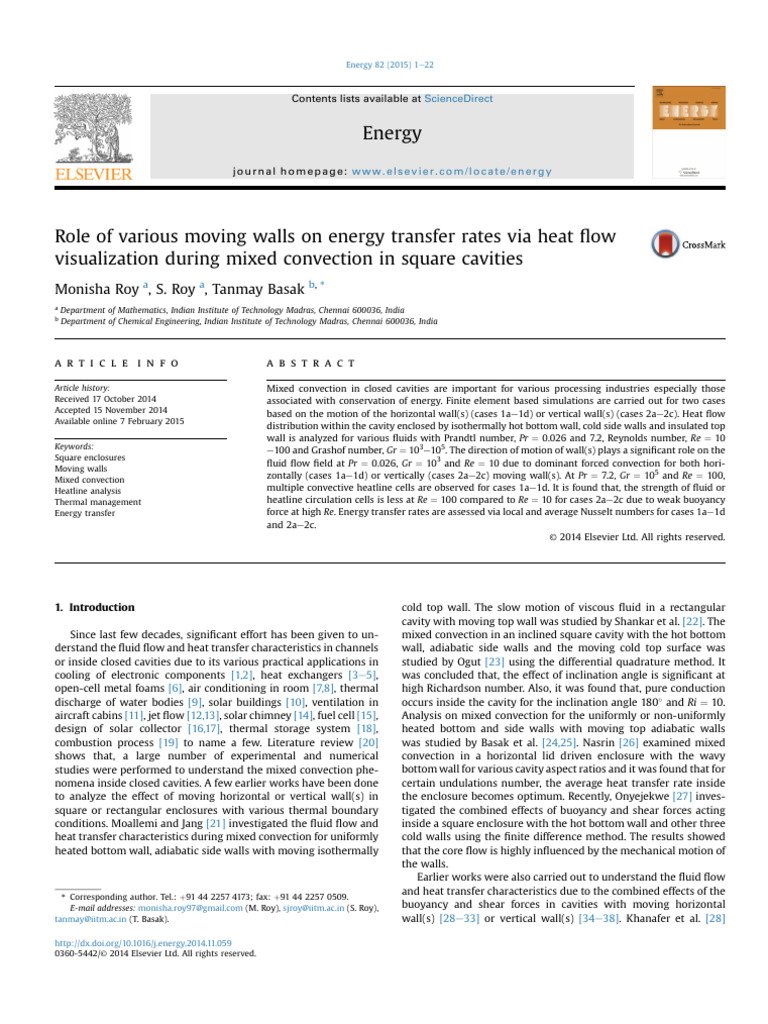 Role of Various Moving Walls On Energy Transfer Rates Via Heat Flow ...