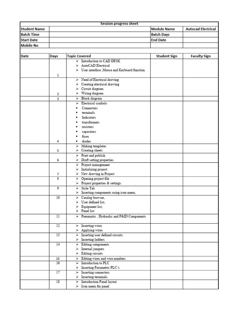 Autocad Electrical Syllabus NTI | PDF | Electrical Engineering | Electricity