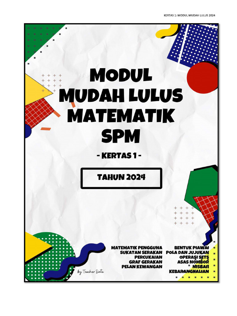 Modul Mudah Lulus SPM k1 Matematik 2024 | PDF