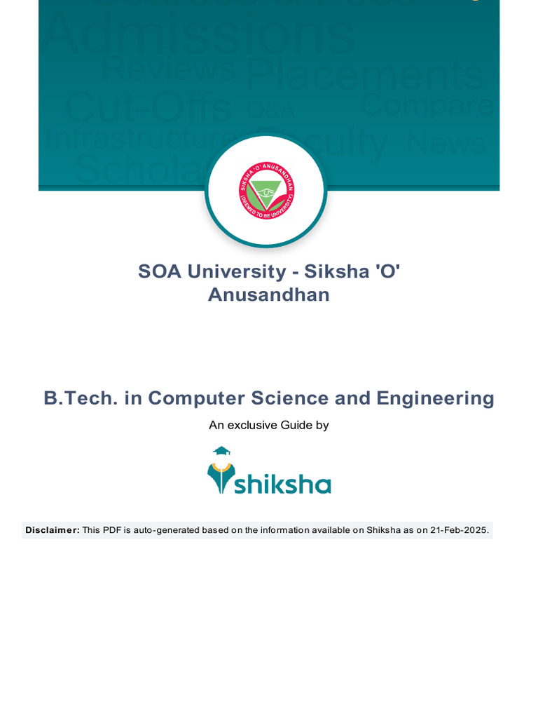 SOA University B.Tech Admission Guide | PDF | Qualifications ...
