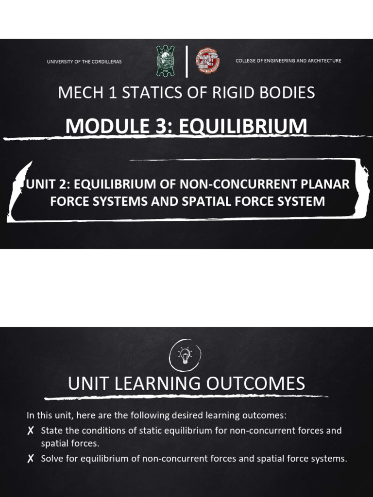 Mech 1 Module 3 Unit 3 (Equillibrium of Force Systems) | PDF | Force | Truss