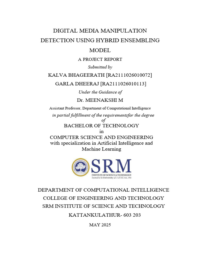 Detection of digital media manipulation using Hybrid Ensembling Model report | PDF | Deep ...