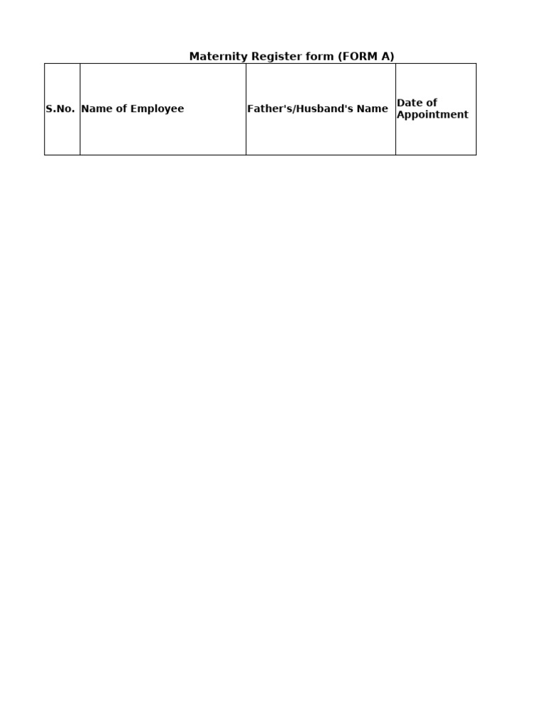 Maternity Register Format | PDF