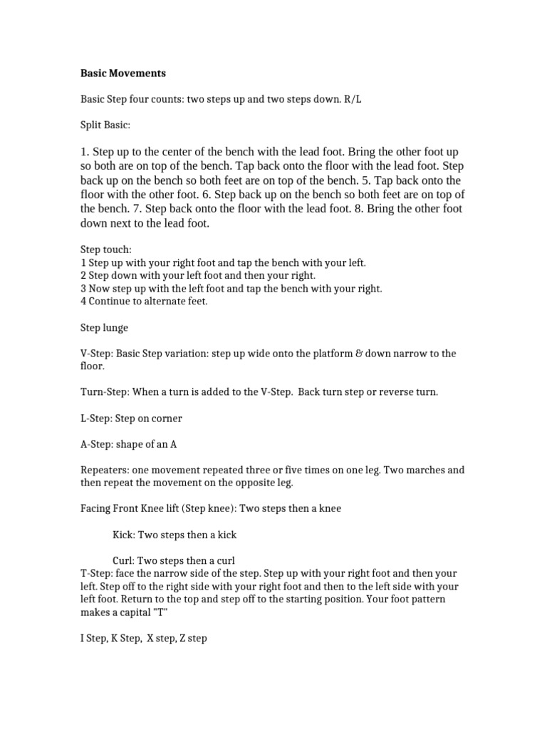 Basic Step Aerobics Movements | PDF