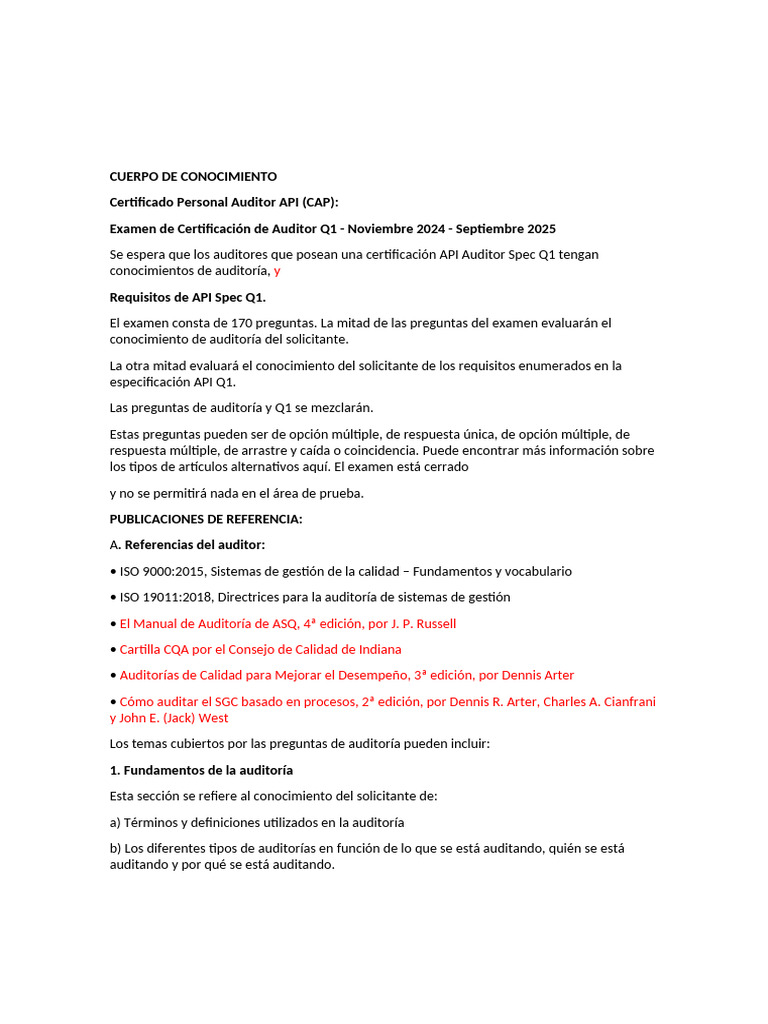 Examen Certificación Auditor API Q1 2024 | PDF | Auditoría | Contralor