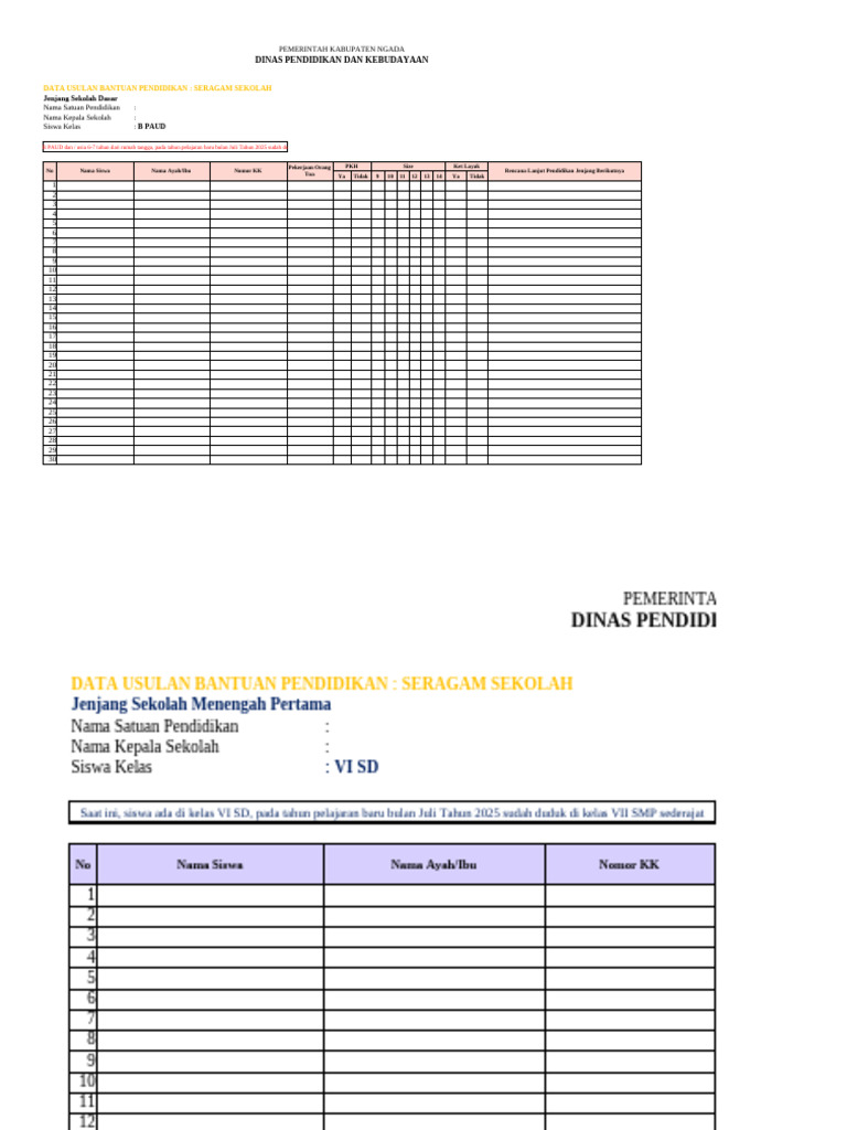Format Usulan Bantuan Seragam | PDF