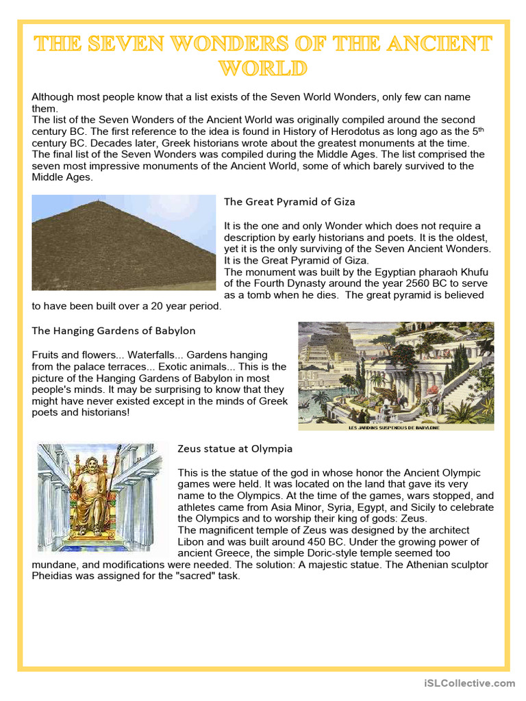 Seven Wonders of the Ancient World | PDF | Egyptian Pyramids