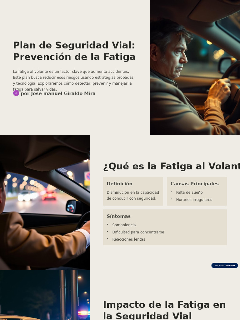 Plan de Seguridad Vial Prevencion de La Fatiga | PDF