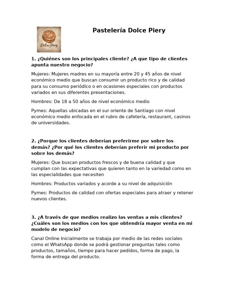 Pastelería Fina Piery | PDF | Cliente | Uso eficiente de energía
