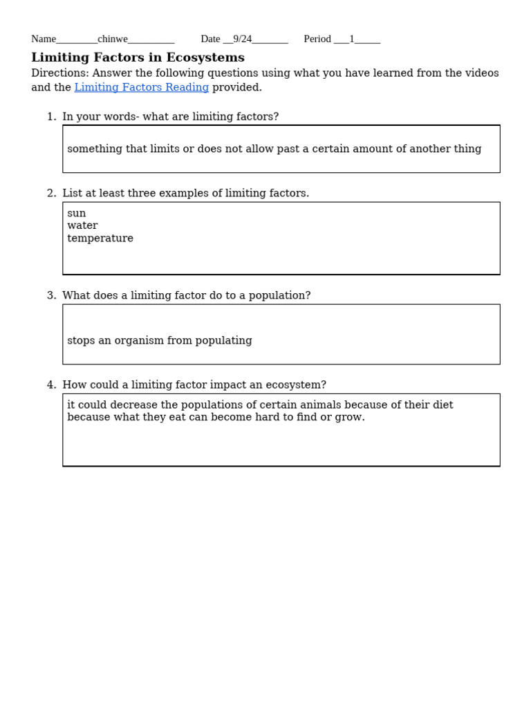 SI Limiting Factors in Ecosystems | PDF | Ecosystem | Biogeography