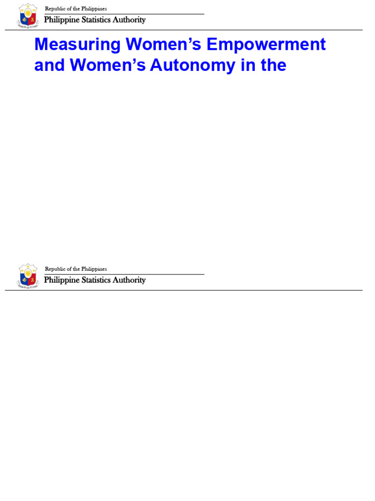 measuring womens empowerment and womens autonomy in the phils revised ...