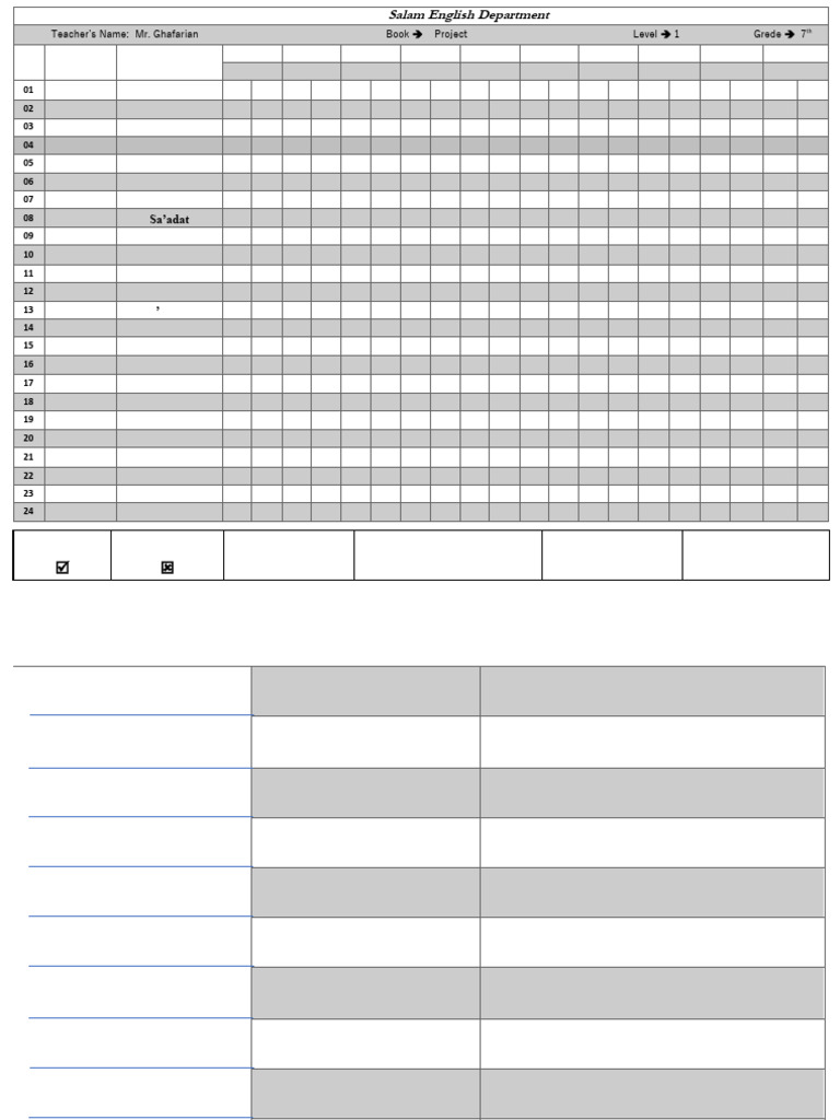 7th Grade Homework Tracking Sheet | PDF