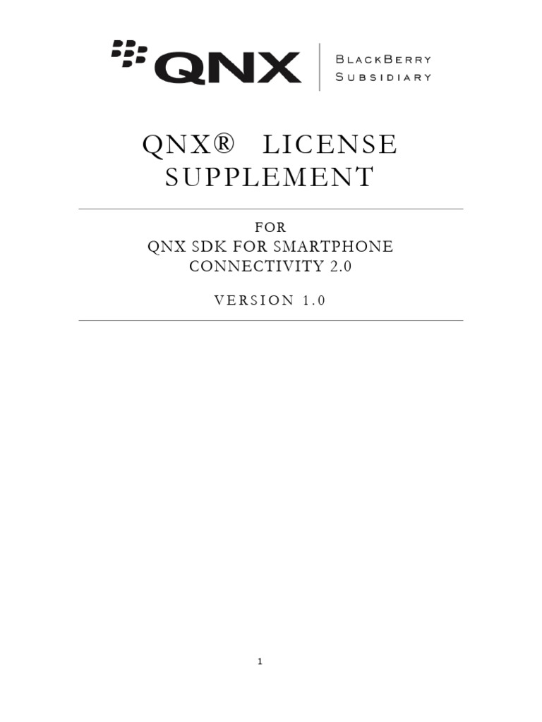 QNX SDK Smartphone Connectivity License Guide | PDF | License ...