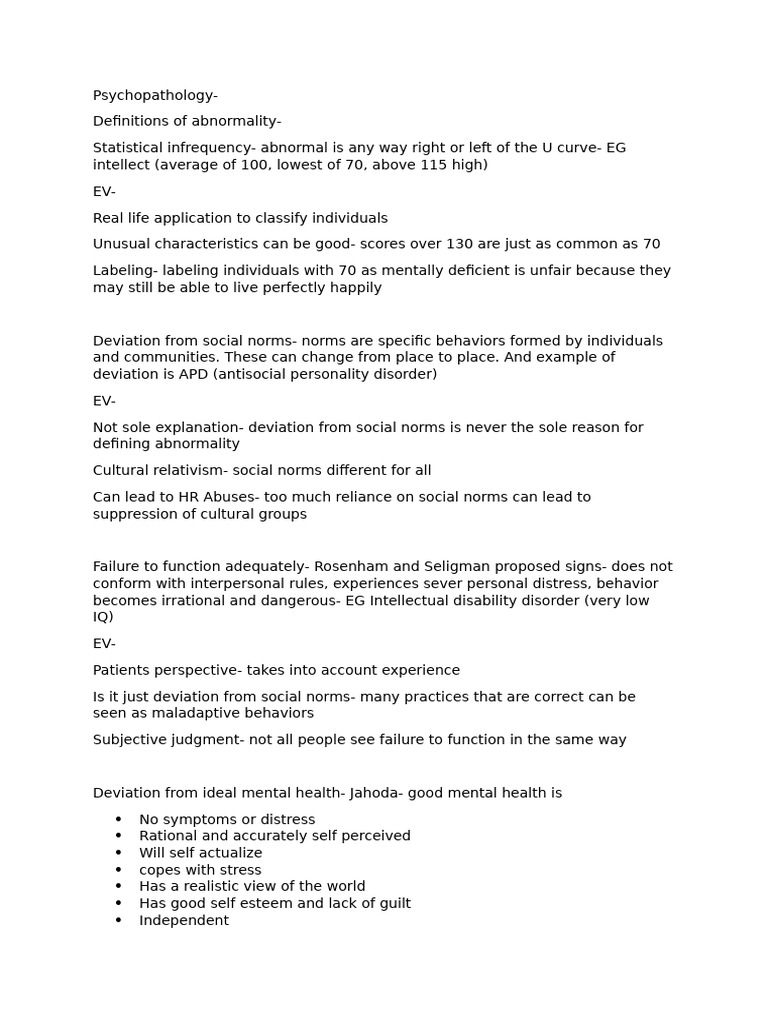 Psychopathology Sheet 2025/26 | PDF | Obsessive–Compulsive Disorder ...