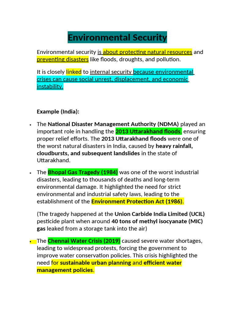 DIMENSION Environmental Security | PDF | Natural Environment | Physical ...