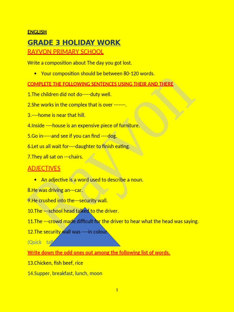 Grade 3 Term 1 Holiday Work | PDF | Crops | Plants